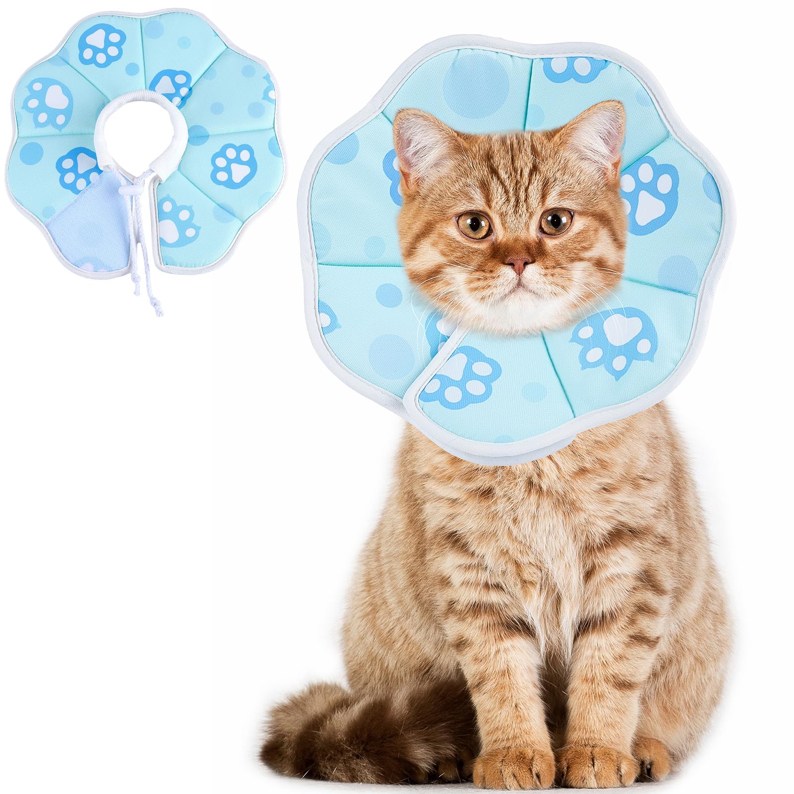 Bienbee Cat Cone Collar, Soft Cat Cone Cat Recovery Collars and Cones, Adjustable Soft Cone for Cats, Light-Weight E Collar for Cats Kitty Puppy