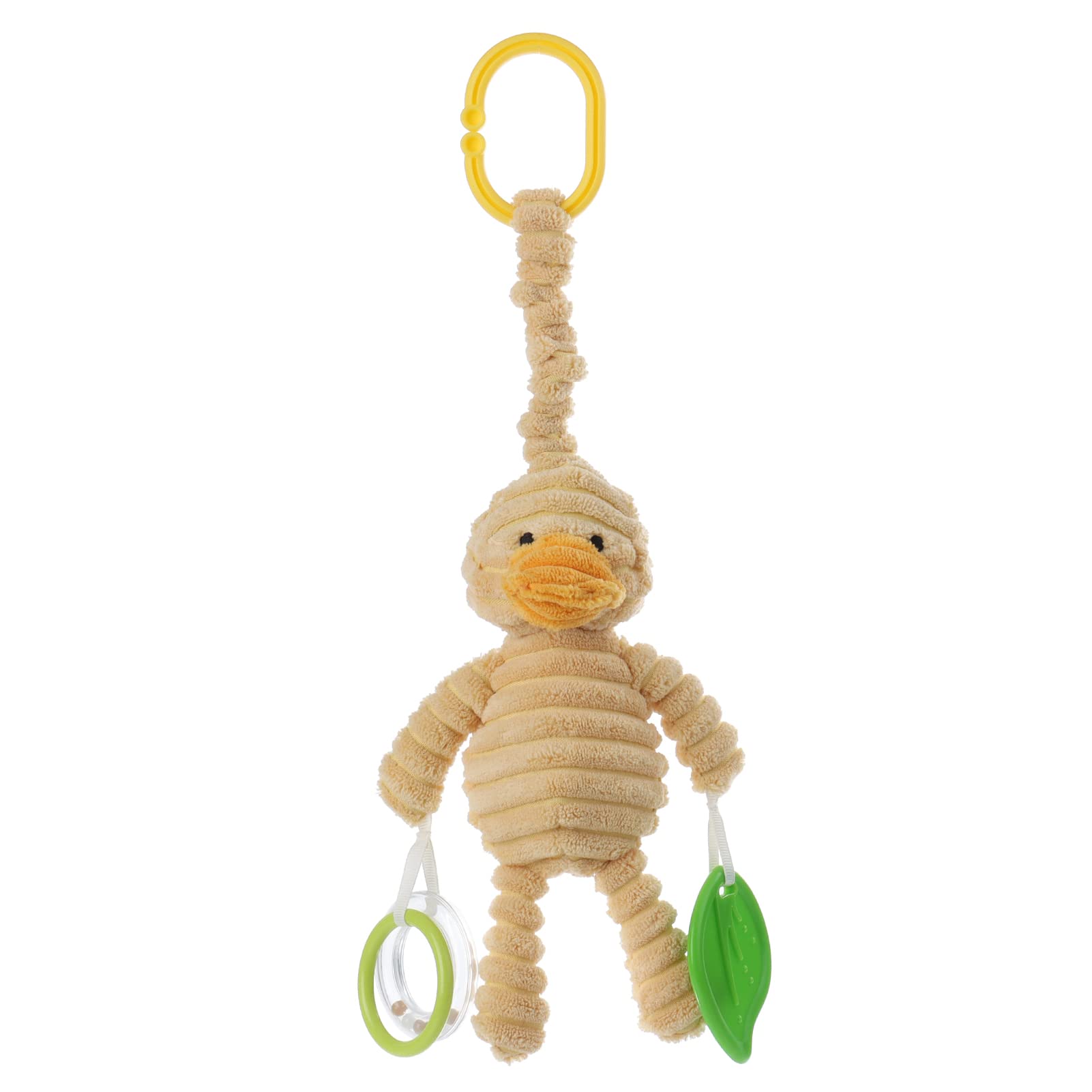 Apricot Lamb Baby Stroller or Car Seat Activity and Teething Toy, Features Plush Duck Character, Gentle Rattle Sound & Soft Teether, 8.5 Inches