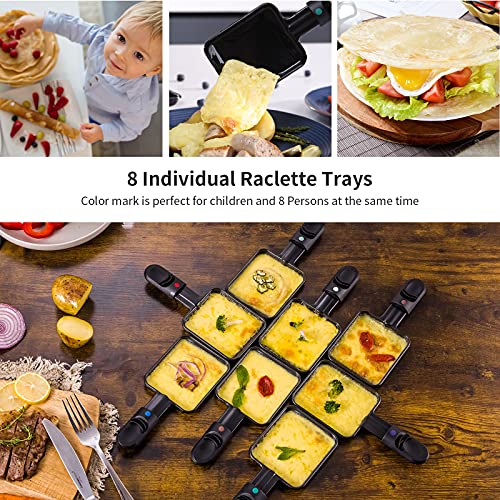 Raclette Table Grill Korean BBQ Indoor Electric Grill Griddle Nonstick Extra Large Reversible 2-In-1 Outdoor Dishwasher Safe with Cheese 8 Paddles 8 Spatulas for 8 Person