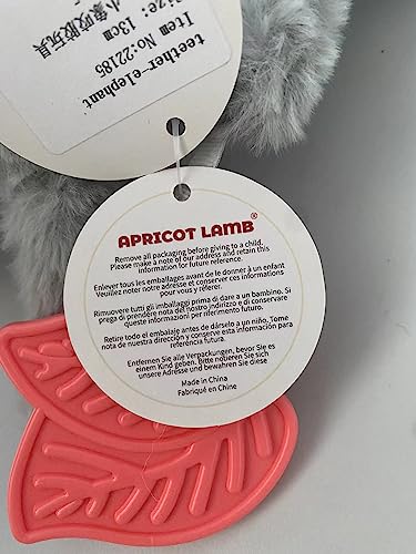 Apricot Lamb Baby Stroller or Car Seat Activity and Teething Toy, Features Plush Elephant Character, Gentle Rattle Sound & Soft Teether, 8.5 Inches