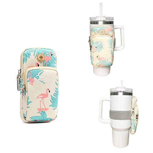 Klasikok Pouch for Stanley Cup,Gym School Pouch Bag for Stanley Water Bottle 40oz Tumbler,Lipstick Holder Caddy Bag for Sports Bottle (Cream)