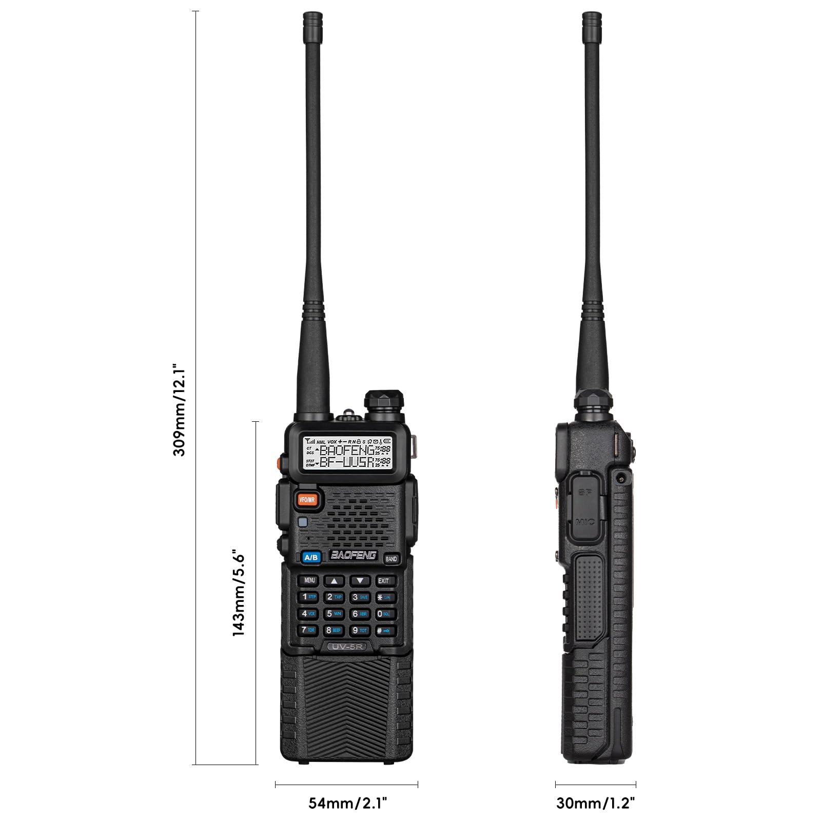 Baofeng UV-5R Handheld 3800mAh Ham Radio 8W, Long Range Dual Band, USB Rechargeable & Earpiece