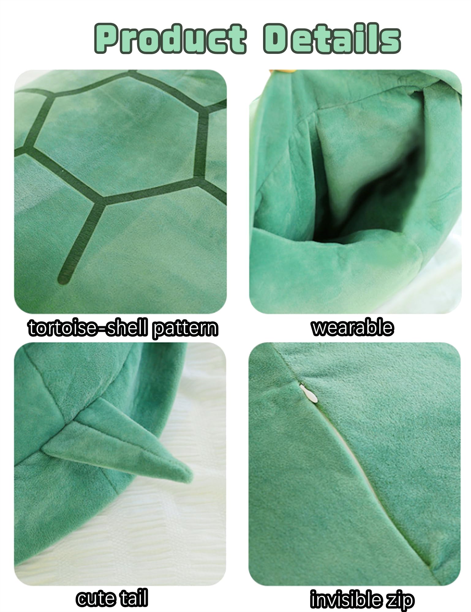 Rruonshully 40 Inch Wearable Turtle Shell Pillows Tortoise Shell Plush Turtle Stuffed Animal Dress Up Cushion Costume for Adlut