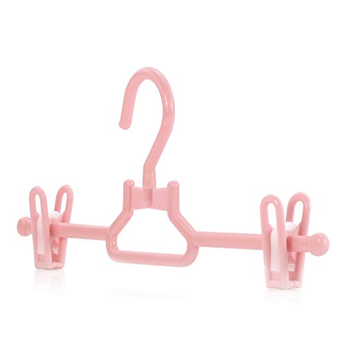 HANGERWORLD 11.8inch Kids Toddler Baby Pant and Skirt Hangers with Clips Swivel Hook (10 Pack, Pink)