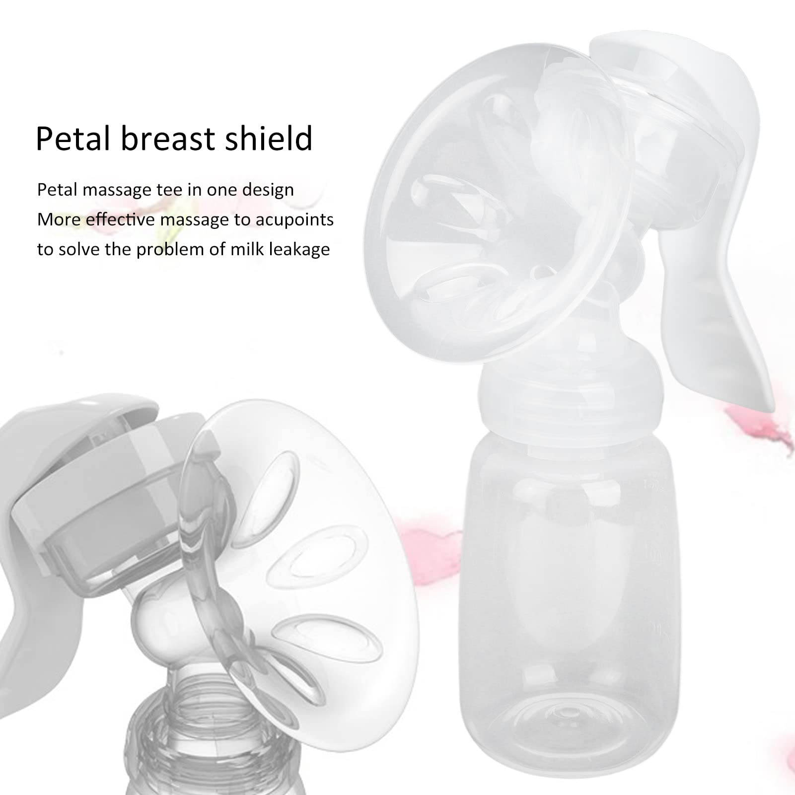 Breast Pump, Adjustable Suction Silicone Hand Pump Breastfeeding, Portable Manual Breast Pump for Nursing Mothers, White, Mothers Day Gifts