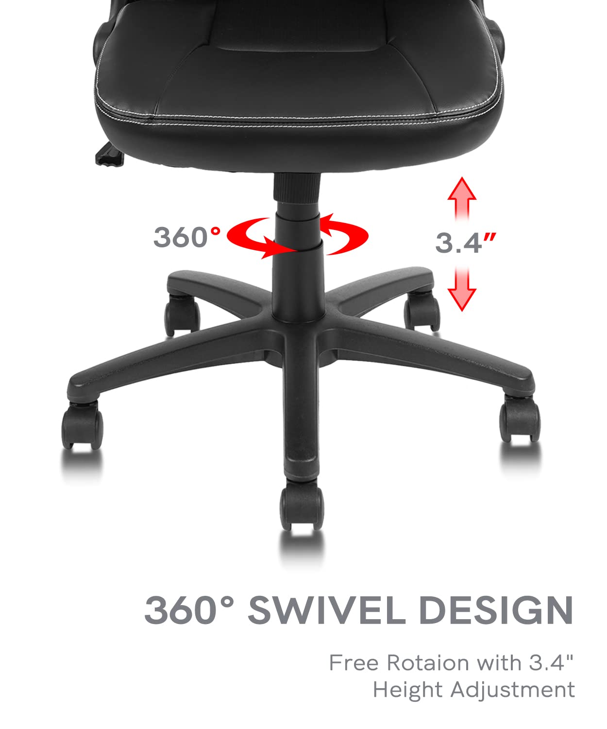 KLASIKA Computer Office Gaming Chair, Ergonomic Swivel Video Game Chairs with Flip Up Armrest Adjustable High Back Leather Desk Chair for Adults Women Men, Black