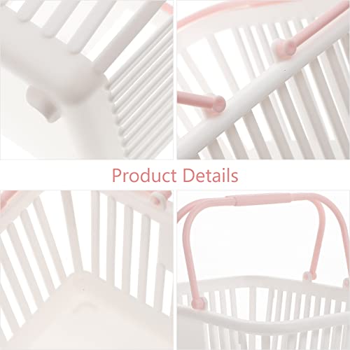 jojofuny 12pcs Desk Classroom for Organizer Handles Kids Plastic Snacks Sundries White Favors Party Desktop Office Pretend Baskets Small with Tote Compact Handle Grocery Portable