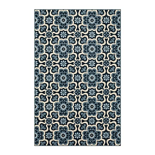 Mohawk Home Soho Marjorelle Gardens Floral Printed Area Rug, 5'x8', Blue