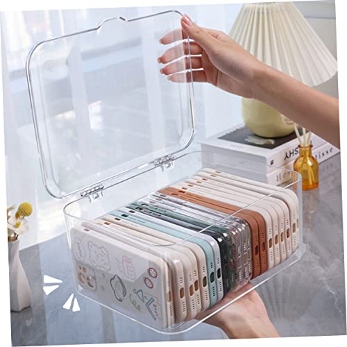Beavorty Transparent Storage Box Clear Organizer Box Clear Storage Box with Lid Plastic Container with Lid Flip Top Box Plastic Home Office Container Pantry Fridge Organizer Box Household