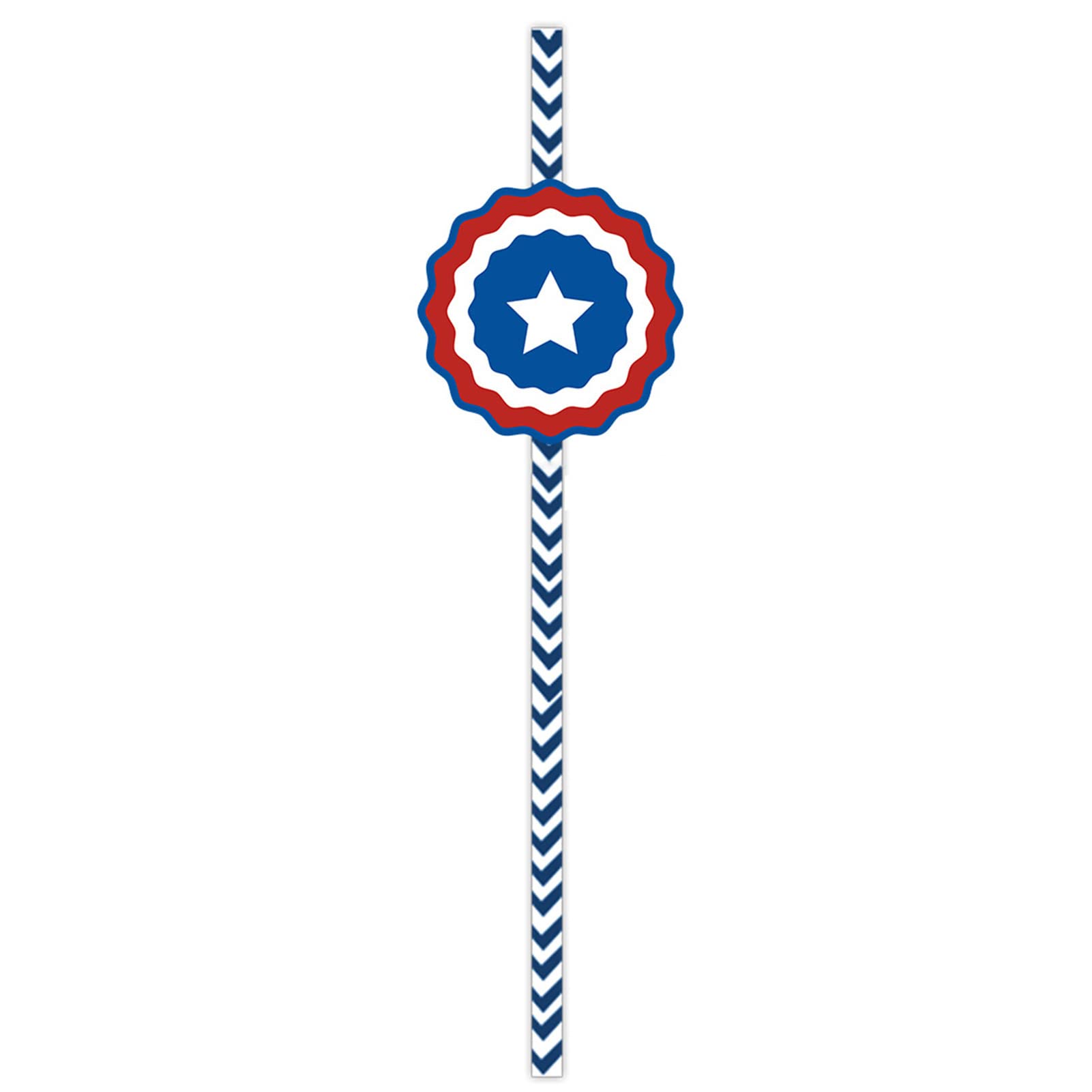 Babale 24pcs/set 4th of July Disposable Straws Patriotic Memorial Striped Paper Straw Decorations for Independence Day Party Favor Supplies
