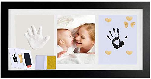 Baby Handprint Footprint Photo Frame Kit for Newborn Boys and Girls,Prints Paper and Clean Touch Ink Pad,clay,roller(UPGRADED VERSION 2021)