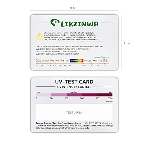 LIKZINWA UVB Sensor Card, 2-Pack Test Card of Reptile Lamp UV Sensor Reptile UVB Fluorescent Lamp