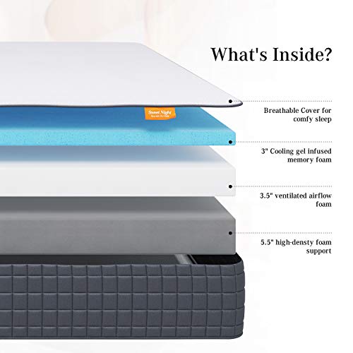 Sweetnight Queen Mattress, Breeze 12 Inch Queen Size Mattress, Medium Firm Ventilated Memory Foam Mattresses for Deep Sleep, Supportive & Pressure Relief with CertiPUR-US Certified