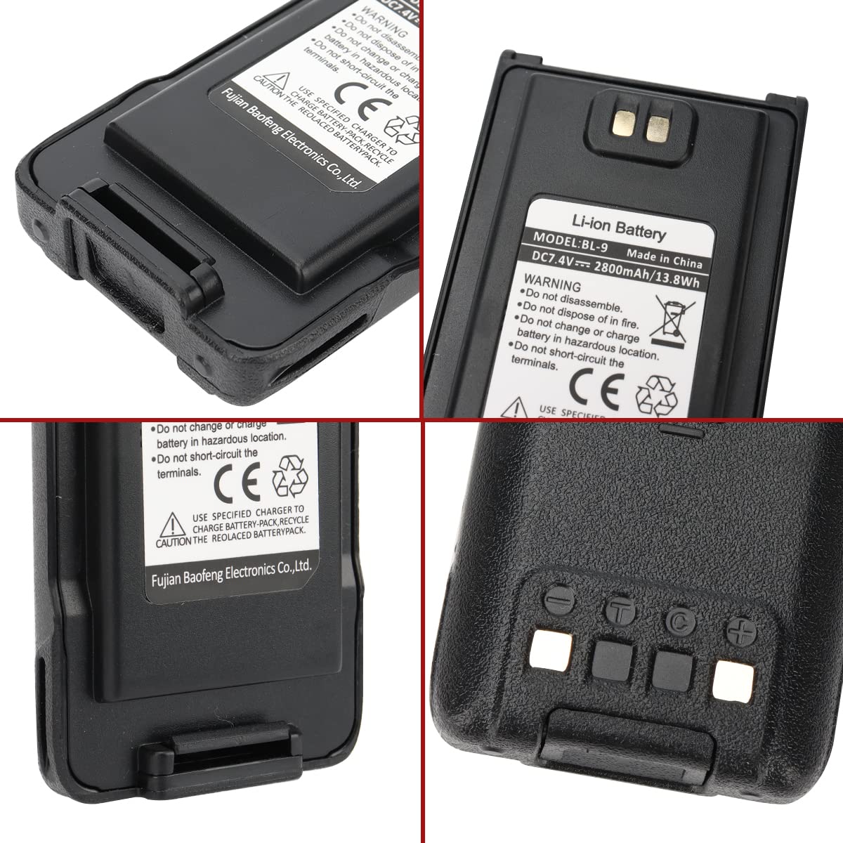 BAOFENG UV-9R Pro Battery BL-9 2800 mAh Li-ion 7.4V Replacement Two-Way Radio Battery for UV-9R Pro GMRS-9R Walkie Talkies