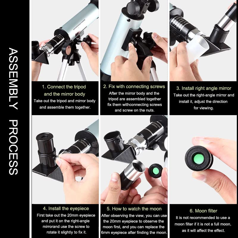 Astronomical Telescope, for Adults & Beginner Astronomers, High-Definition High-Power 90 Times Entry-Level Astronomical Telescope, with Tripod & Moon Filter