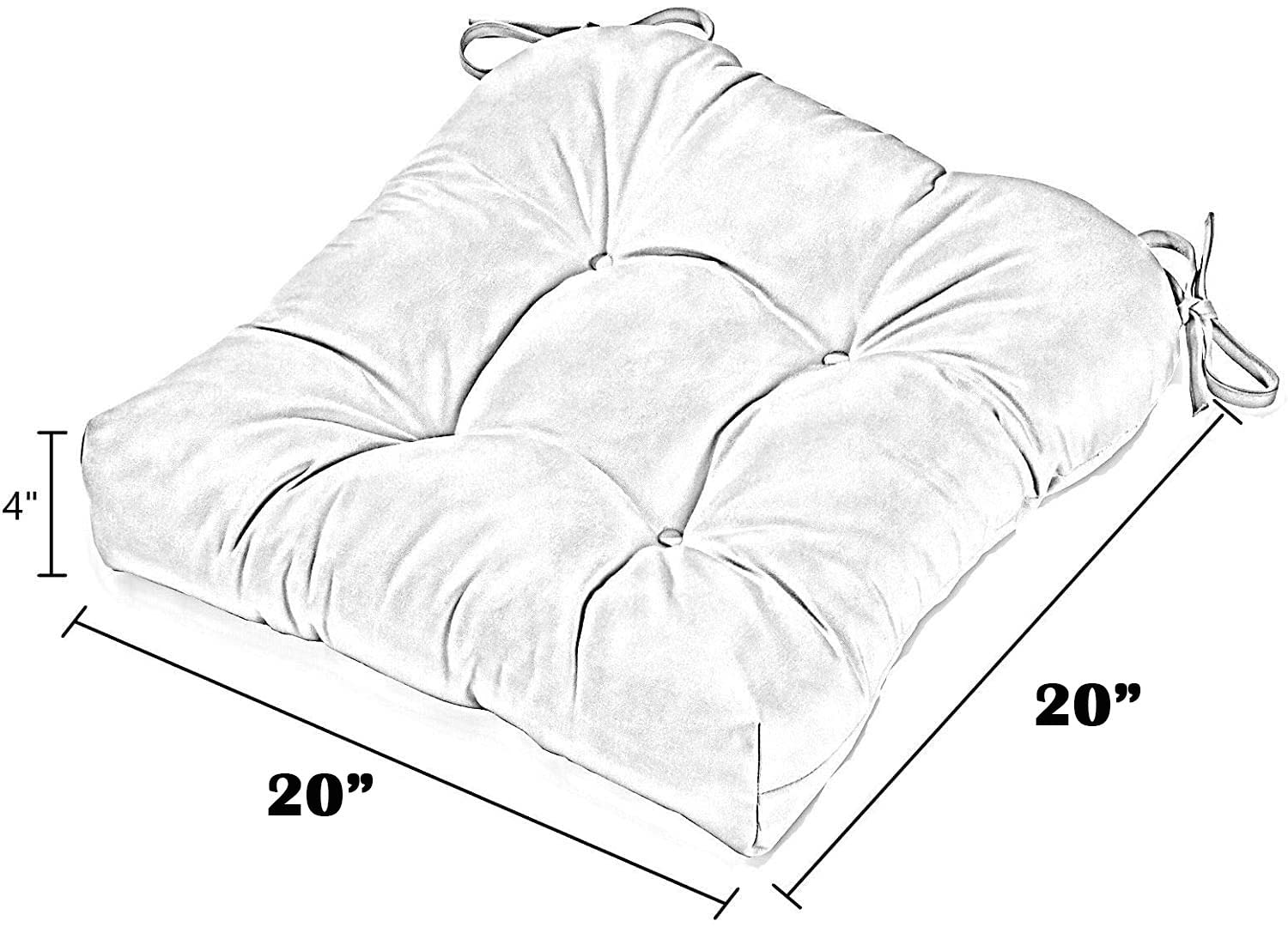 Leeymoo Square Outdoor/Indoor Seat Cushion 20x20, 2 Pack Tufted Patio Furniture Chair Pads with Thick Form Filled