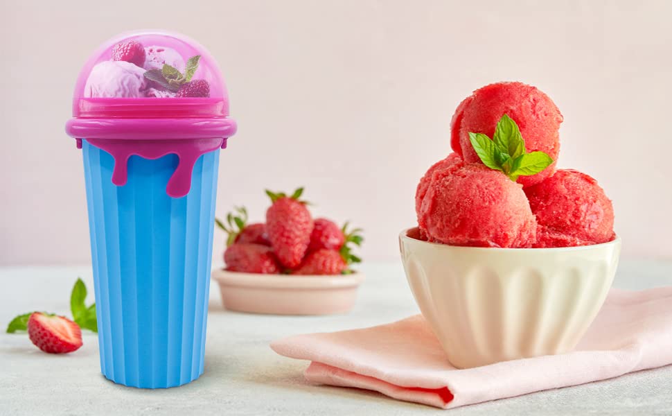 RAUMAXE Slushy Cup Slushy Maker Cup Upgrade 500ml Frozen Magic Cup Large Capacity Cooling Maker Cup Freeze Mug Milkshake Smoothie Mug