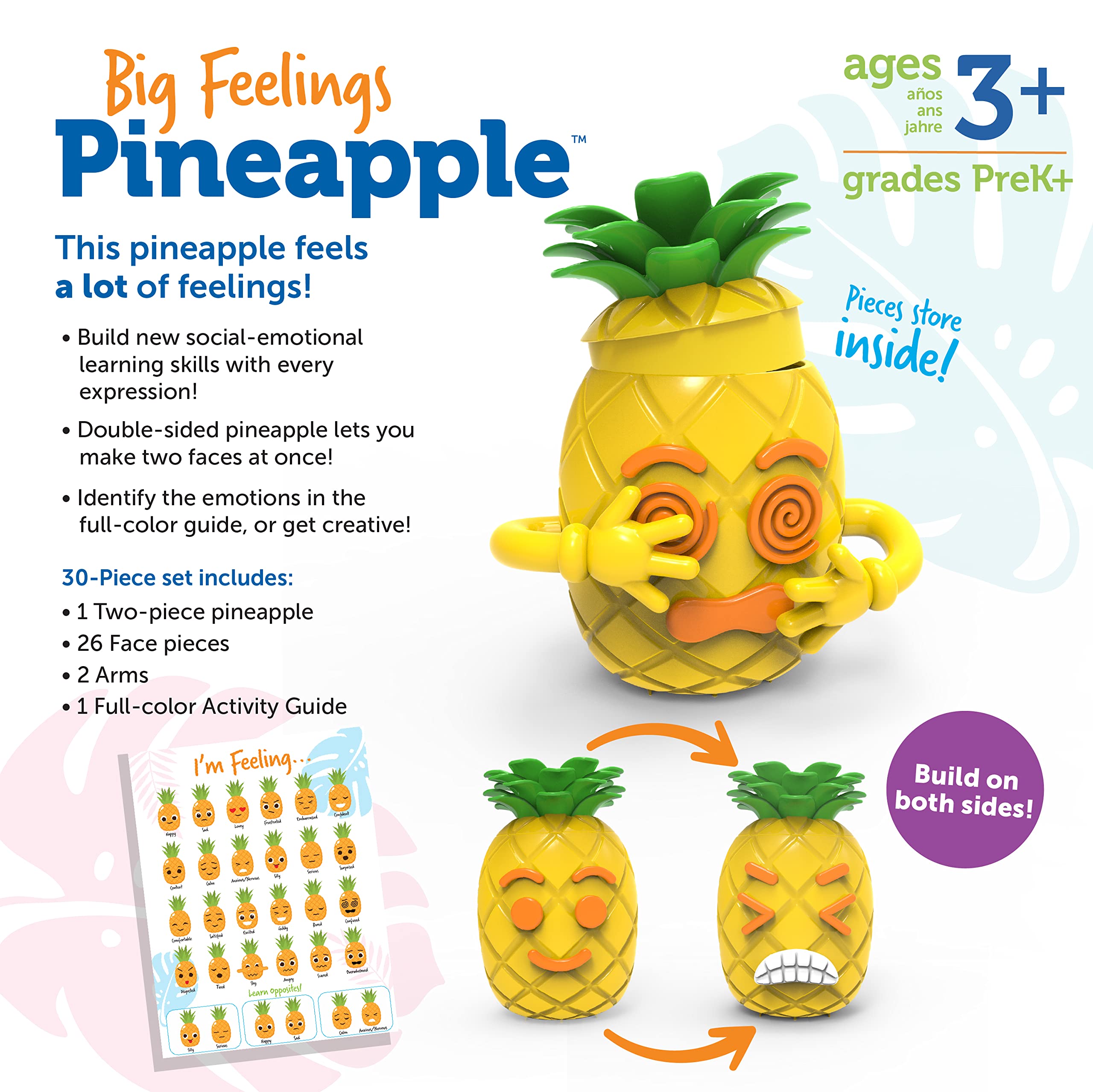 Learning Resources Big Feelings Pineapple - 30 Pieces, Ages 3+ Social Emotional Learning Toy For Boys and Girls, Body Awareness, Toddler Learning Toys
