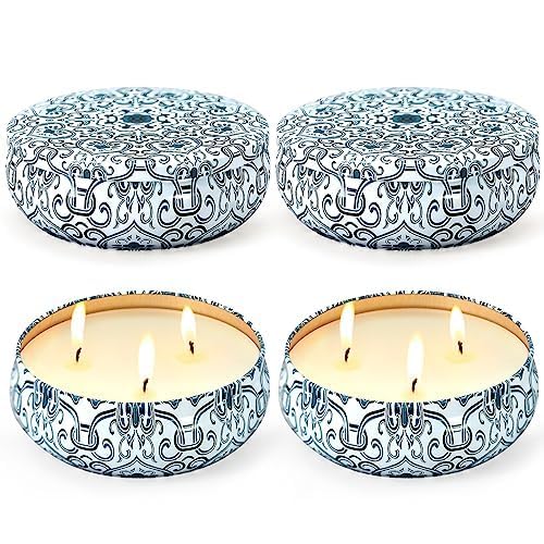 Citronella Candles Outdoor Large Candles 4 Pack 54oz in Total,3-Wick Burning for 300 Hours Suitable for Garden,Patio,Camping,Picnic and Barbecue in Summer