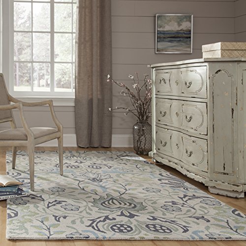 Momeni Rugs Newport Collection, 100% Wool Hand Tufted Loop Cut Contemporary Area Rug, 2' x 3', Blue