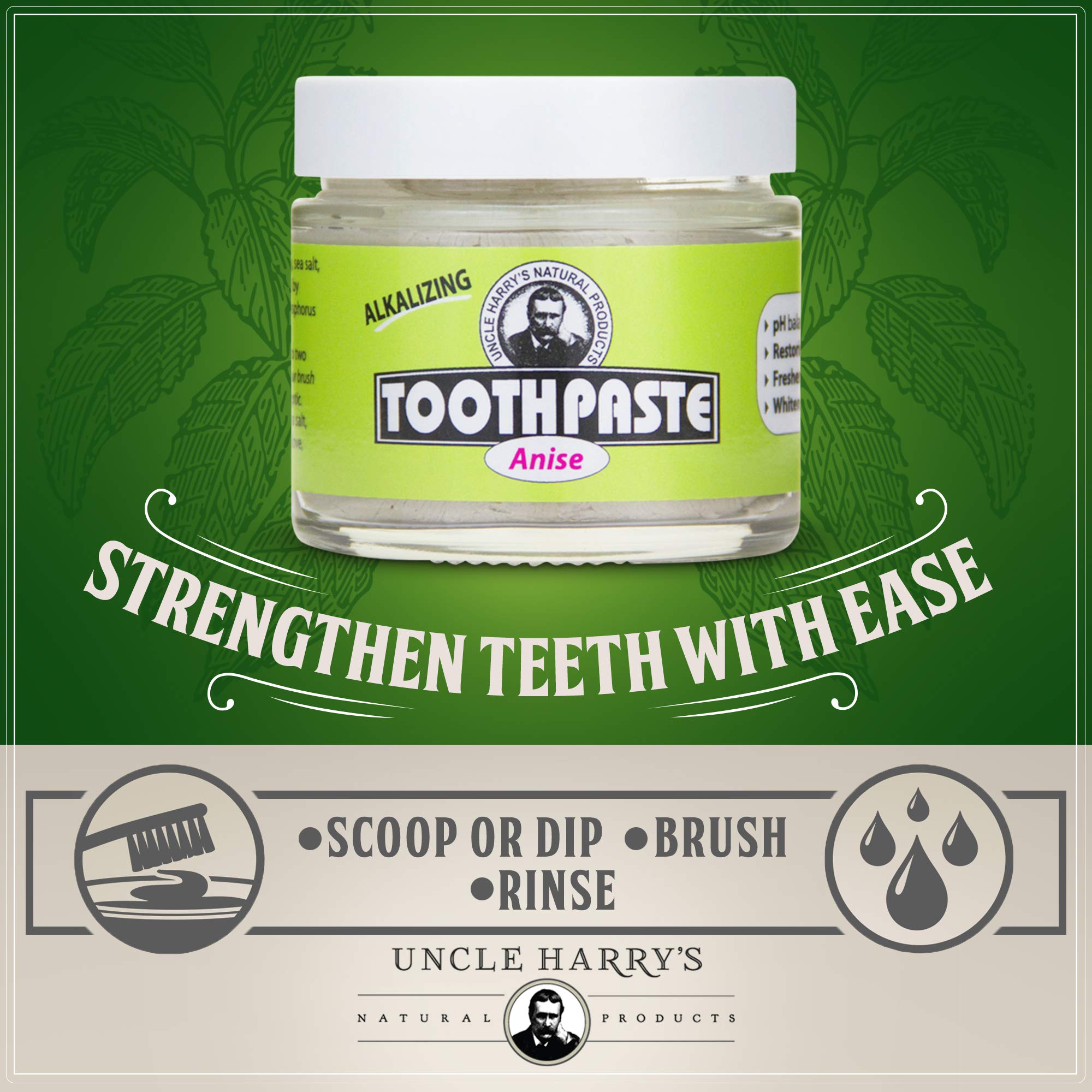 Uncle Harry's Anise Remineralizing Toothpaste | Natural Whitening Toothpaste Freshens Breath & Promotes Enamel | Vegan Fluoride Free Toothpaste (2 Pack)