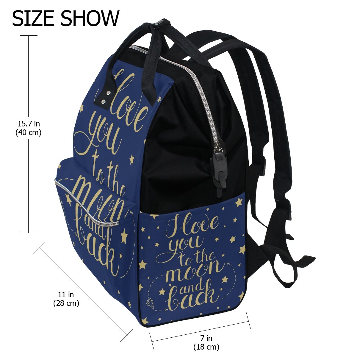 My Little Nest Large Capacity Baby Diaper Bag I Love You to The Moon and Back Durable Multi Function Travel Backpack for Mom Girls