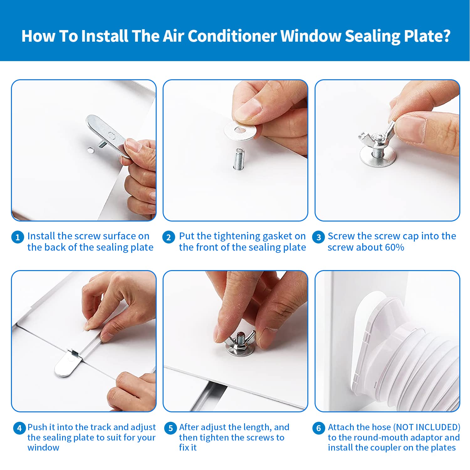 Portable Air Conditioner Window Kit for 15cm/5.9Inch or 13cm/5.1Inch Exhaust Hose with Apartments Coupler Adjustable Window Seal Not Include Exhaust Hose for AC Unit, AC Window Vent Kit