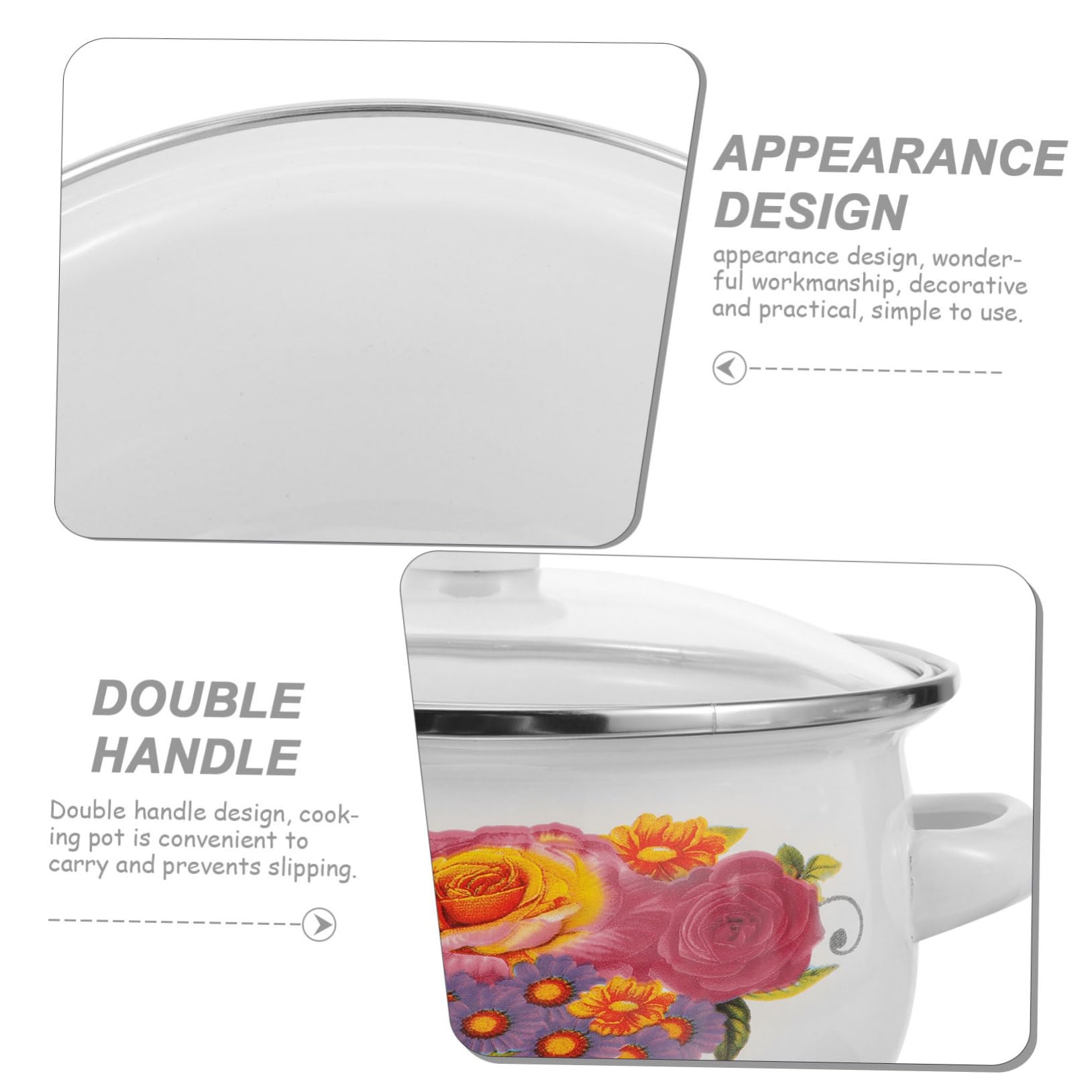 Yardenfun 3Pcs Small Enamel Cooking Pots Stackable Stock Pot with Lids for Kitchen Ideal for Sauces and Soups Versatile Cookware for Home Cooking