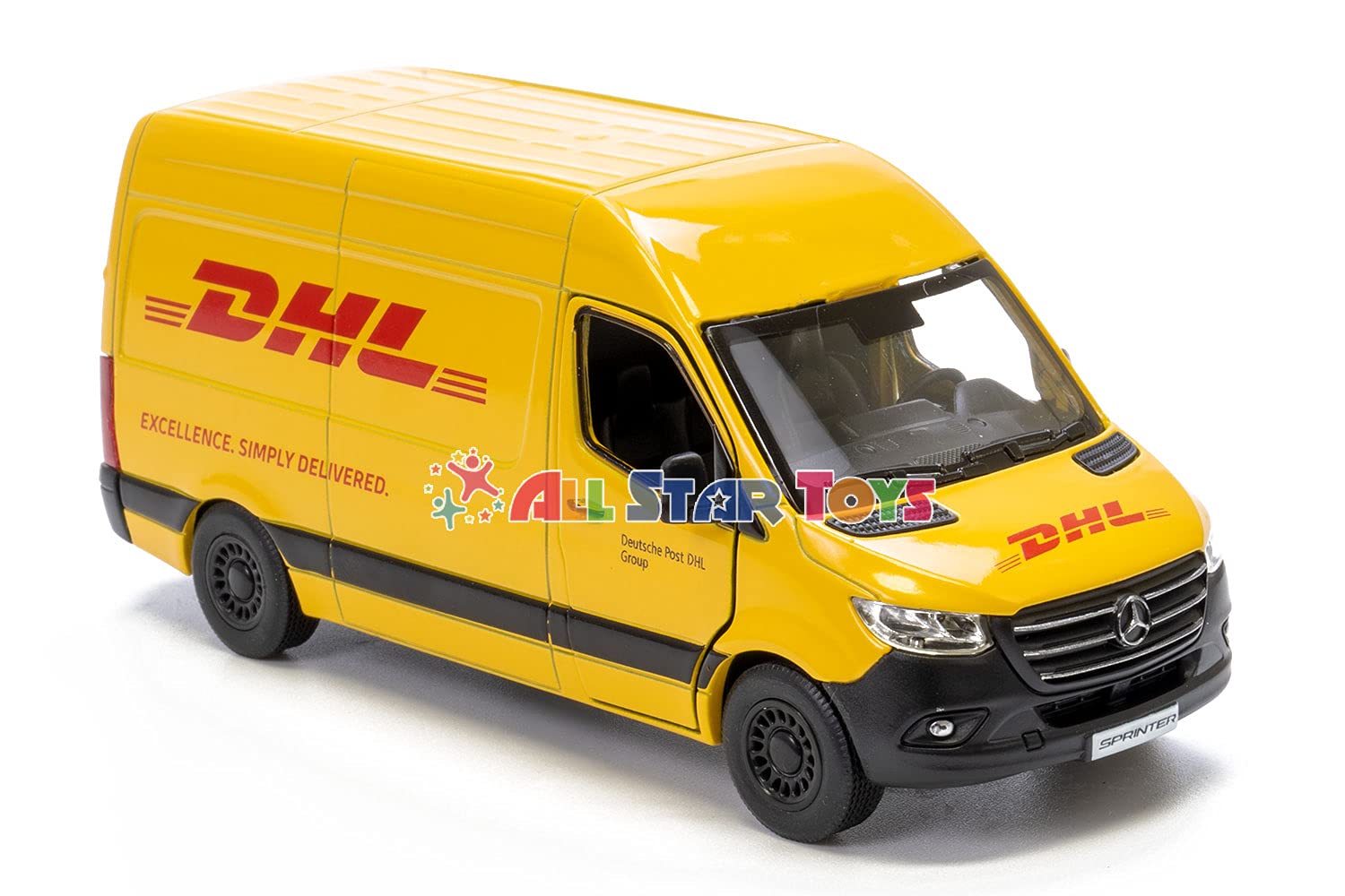 KiNSFUN DHL Mercedes-Benz Sprinter 1:46 Scale 5inch Die Cast Metal Model Toy Cargo Van