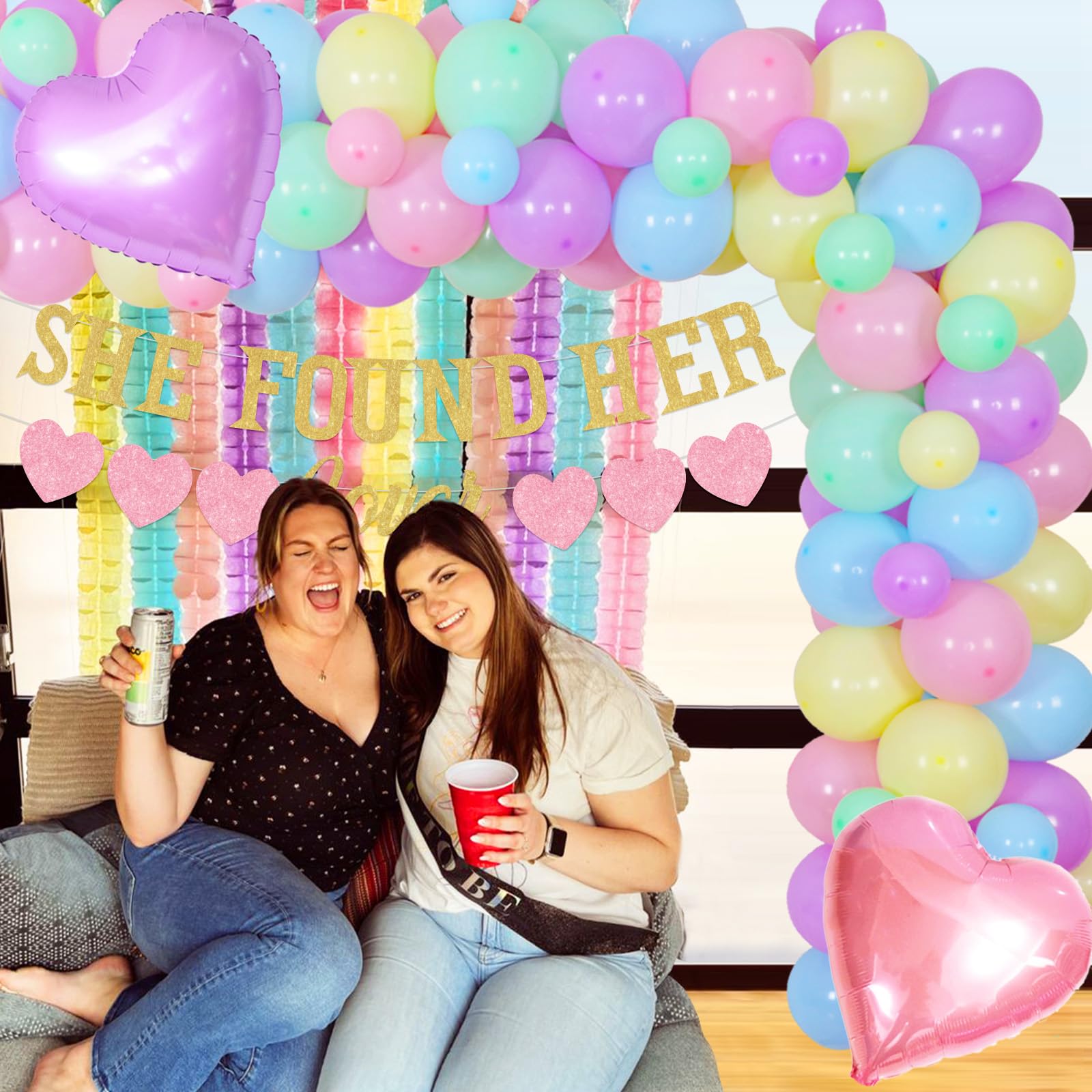 Sursurprise She Found Her Lover Banner Pastel Balloon Garland Kit for Bachelorette Party Decorations Bridal Shower Engagement Wedding Supplies