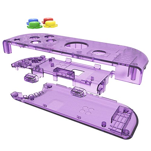 BASSTOP Translucent NS Joycon Handheld Controller Housing with D-Pad Button DIY Replacement Shell Case Compatible with Nintendo Switch Joy-Con (L/R) Without Electronics (Joycon D-Pad-Atomic Purple)