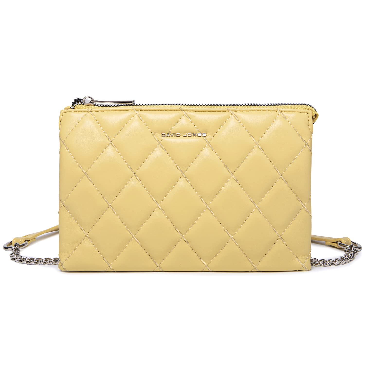 Trendy Small Crossbody Shoulder Bag for Women,Vegan Leather Quilted Cute Cross body Envelop Yellow Purse with Chain Strap