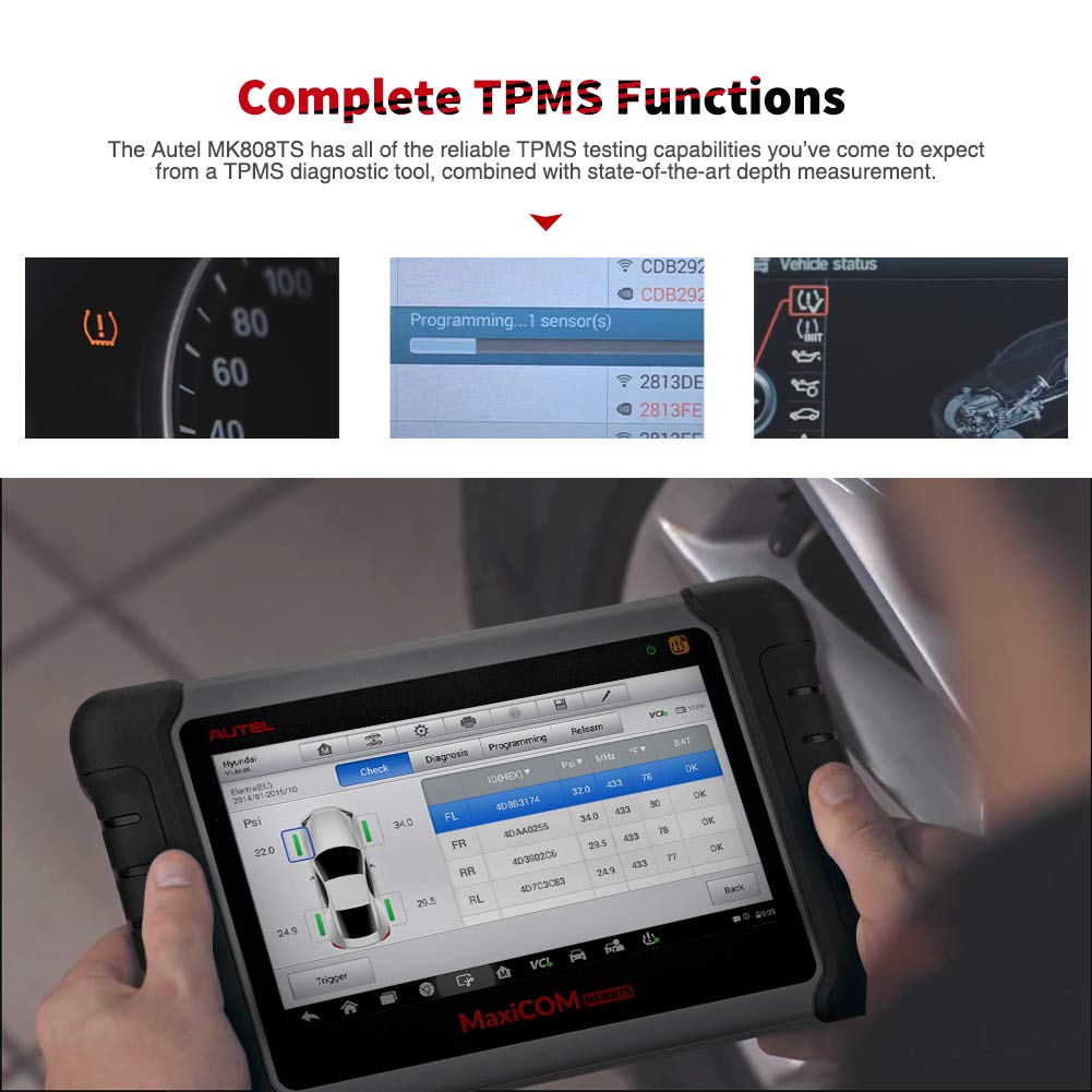 Autel MK808TS TPMS Diagnostic Scanner, 2021 Newest Upgraded Ver. Of MK808, MX808, 28 Services & All Systems Diagnostics, Complete TPMS and Sensor Programming