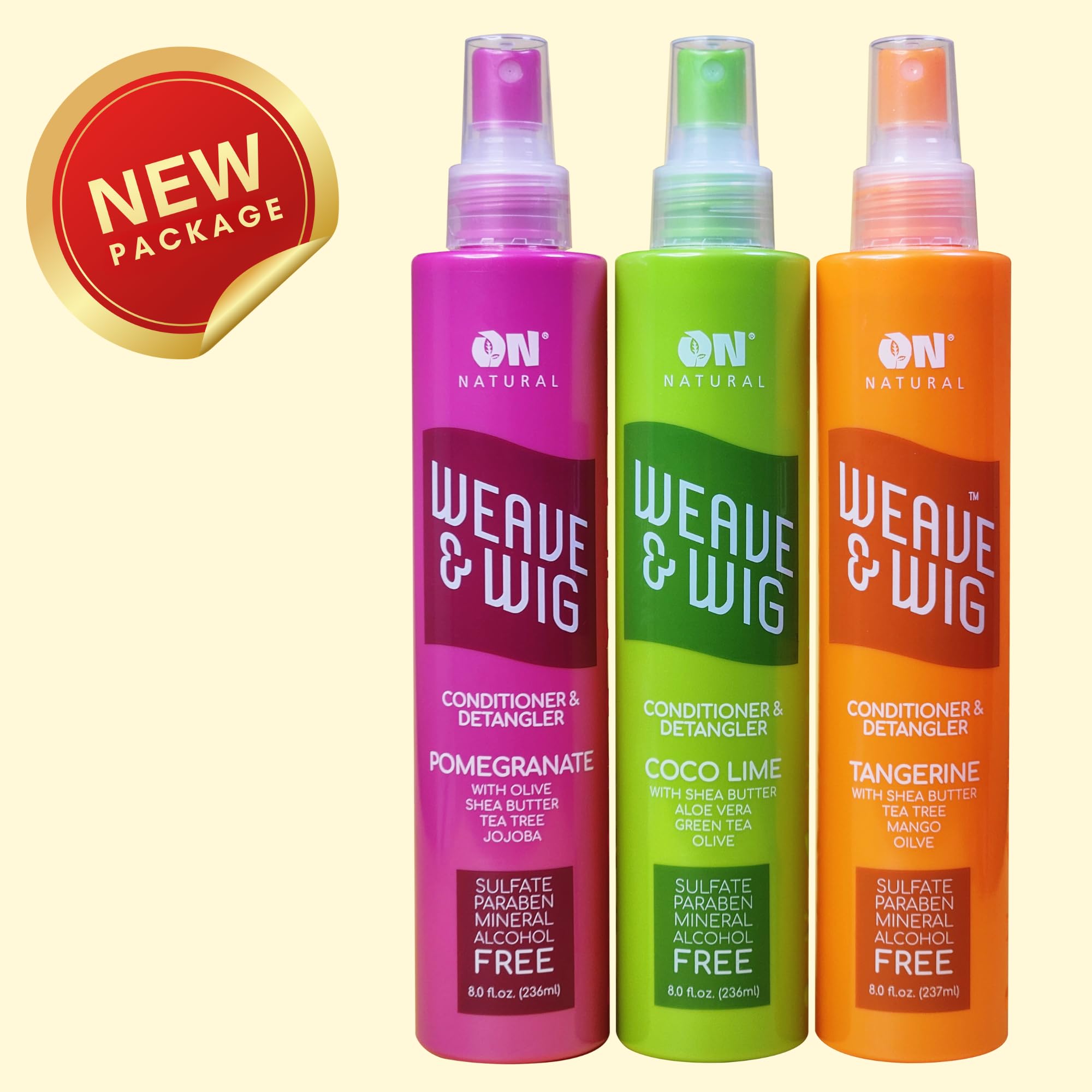ON Organic Natural Premium Oil-Free Weave & Wig Conditioner & Detangler Tangerine 2.0 fl oz
