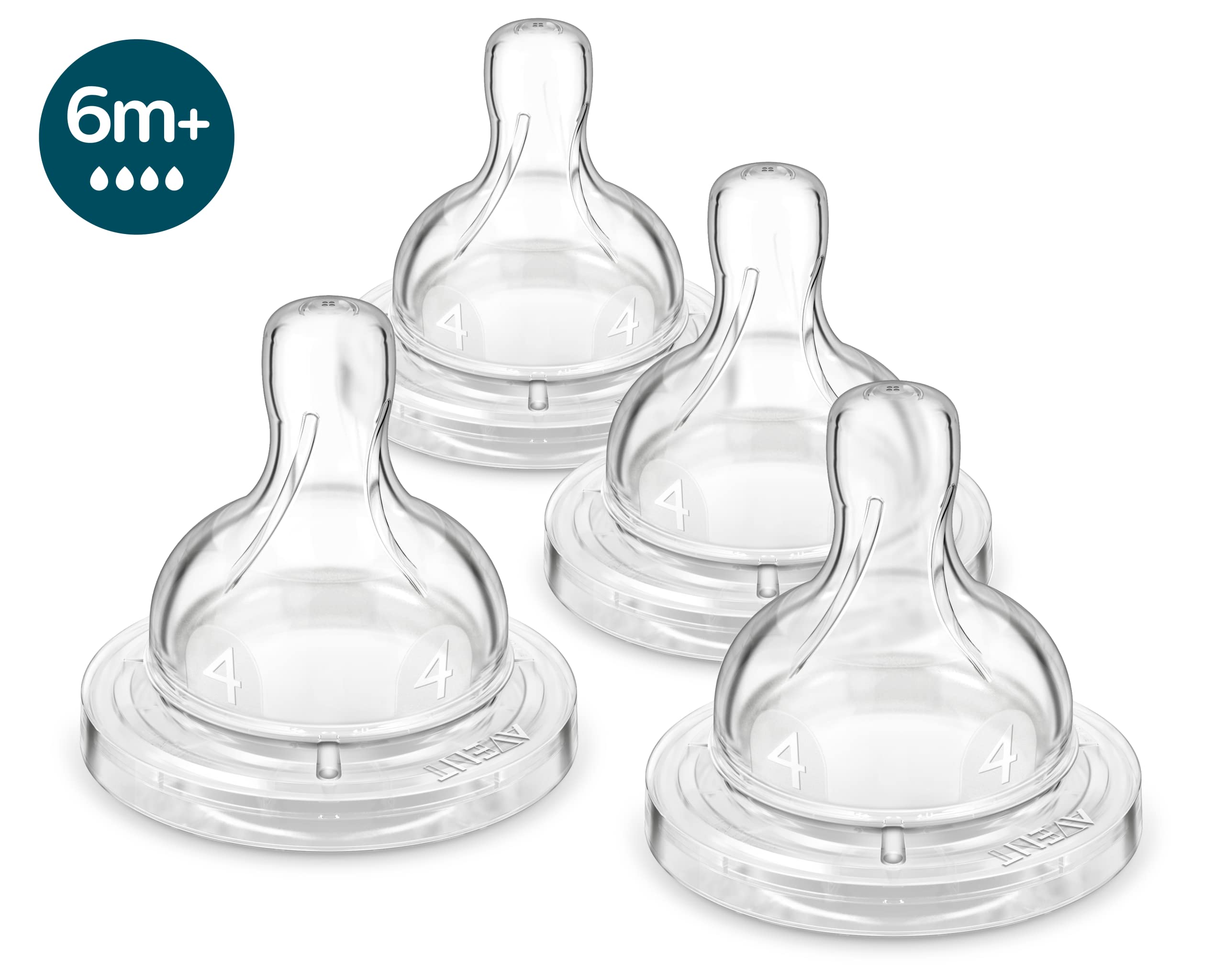 Philips AVENT Anti-Colic Baby Bottle Flow 4 Nipple, 4pk, SCY764/04