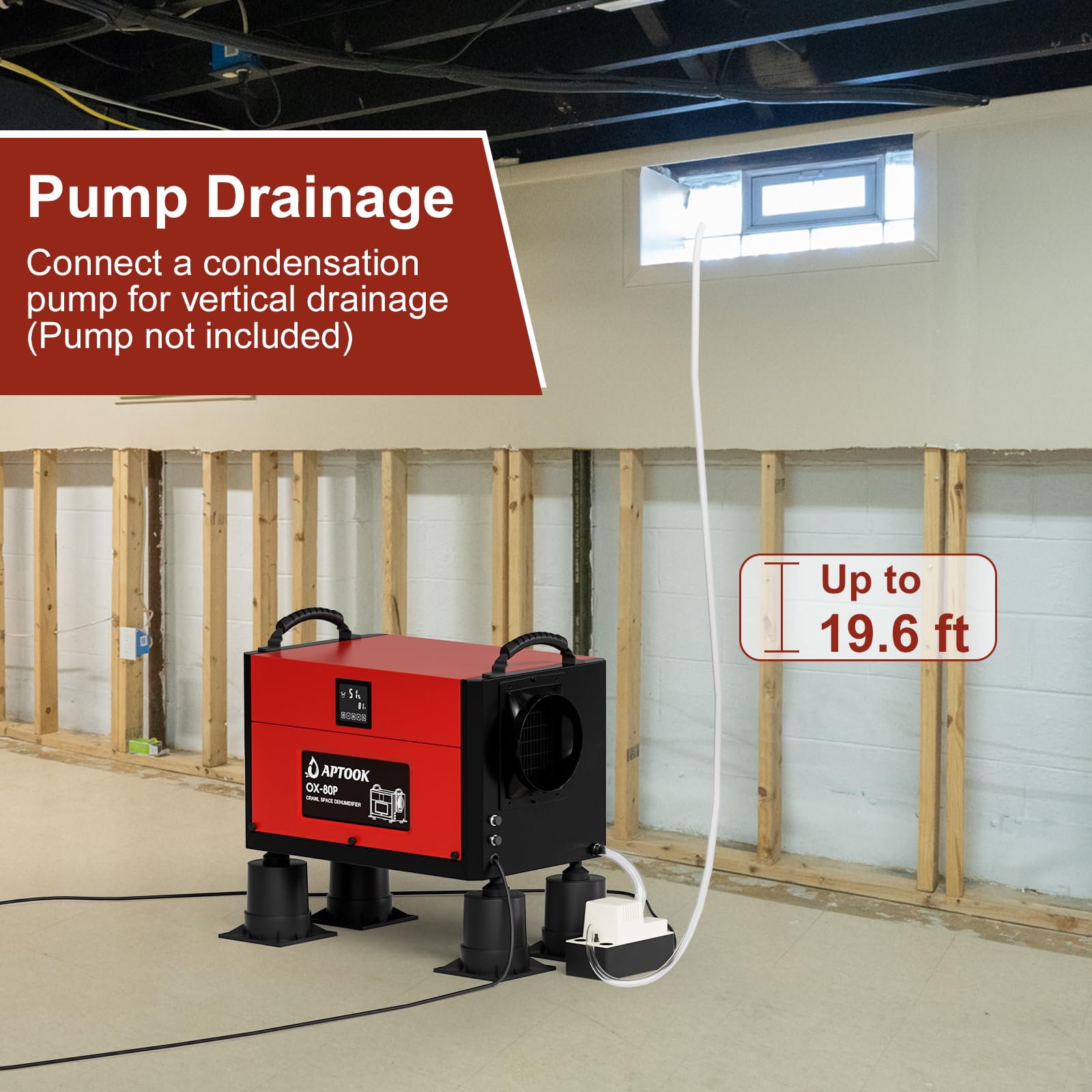 APTOOK 140 Pint Commercial Dehumidifier, Crawl Space Dehumidifier with drain Hose for Basements, Flood Repair Water Damage Restoration, Auto Defrost, Memory Starting