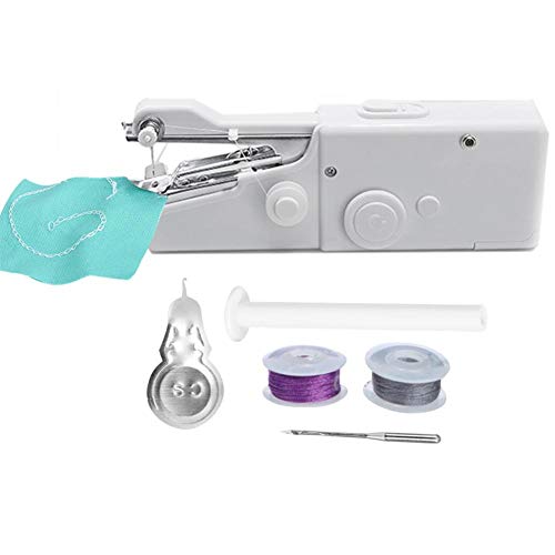 Handheld Sewing Machine,Cordless Portable Mini Stitching Sewing Machine Hand Electric Sewing Machine for Kids Beginners Clothes, Home,DIY Accessories (White)