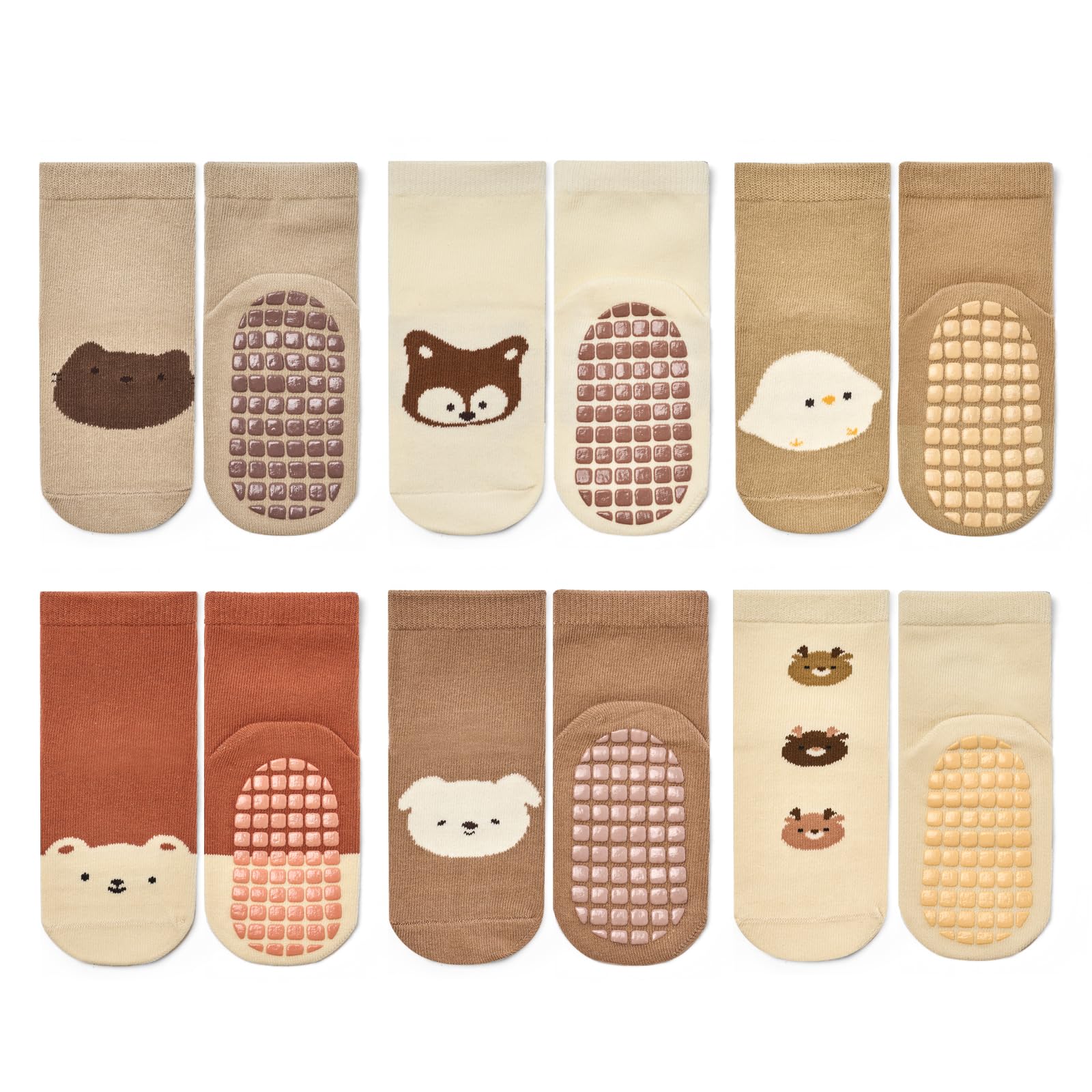Bearbay Toddler Socks with Grippers (3 Pairs) for 1-5 Years Old Crew Baby Socks