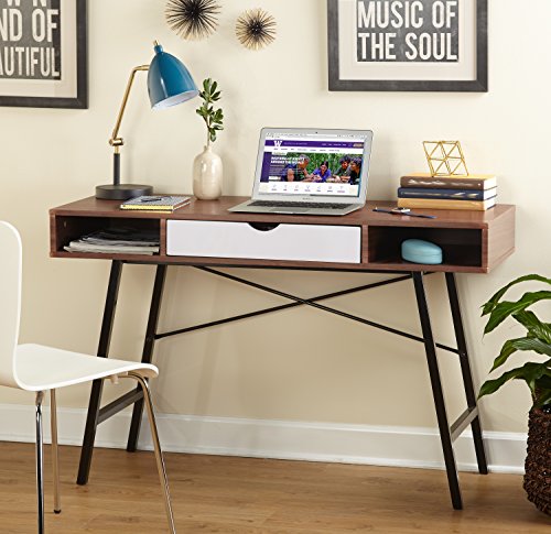 Target Marketing Systems Edison Desk with Drawer, Mid Century Modern Computer Writing Table with Storage for Home, Office, Bedroom and Study, 42.5", Espresso