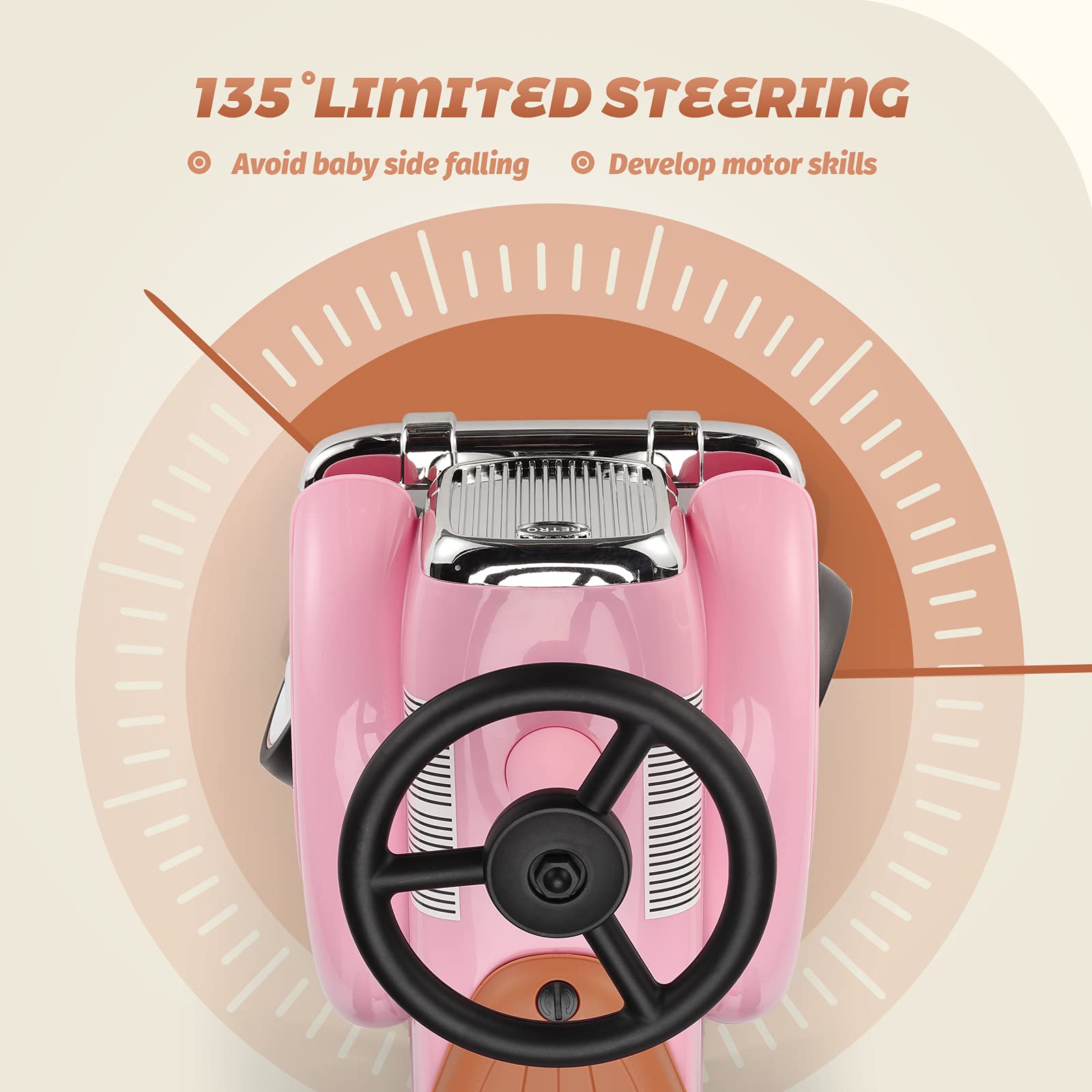 Toddler Car - JOYLDIAS Ride on Cars for Toddlers for 1.5-3 Years Old with Limited Steering Wheels, Secret Storage, Pink