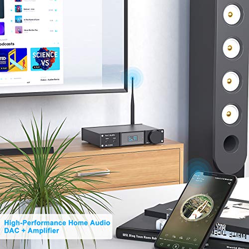 Fosi Audio DA2120C 240W Bluetooth 5.0 Stereo Audio Hi-Fi DAC Amplifier Support aptX 24Bit-192kHz 2.1 Channel Integrated Class D Power Amp with RCA/PC-USB/Coaxial/Optical Input and Remote Control