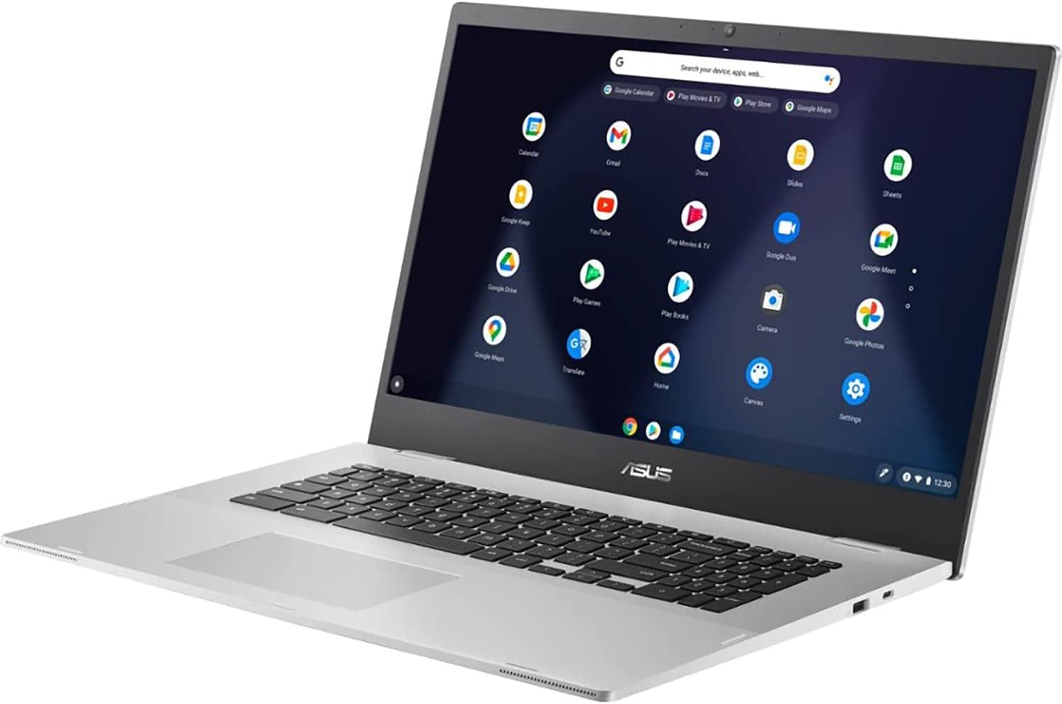 ASUS Chromebook 17.3" FHD Laptop Computer, Intel Celeron N4500 Processor, 4GB LPDDR4 RAM, 32GB eMMC, WiFi 6, Bluetooth 5.2, Webcam, Transparent Silver, Chrome OS, BROAG 64GB Flash Drive