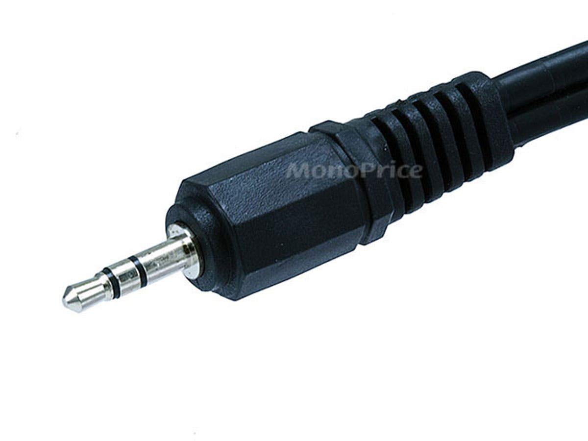 Monoprice 100667 6-Inch 3.5mm Stereo Plug/Two 3.5mm Stereo Jack Cable Black