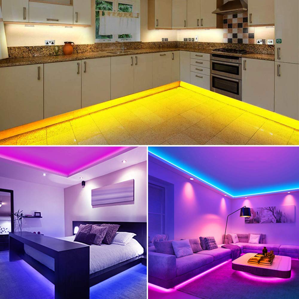 Attuosun Led Lights for Bedroom, Led Light Strip 300Leds SMD5050 RGB Waterproof LED Rope Lights with IR Remote Controller for Home Party Decoration
