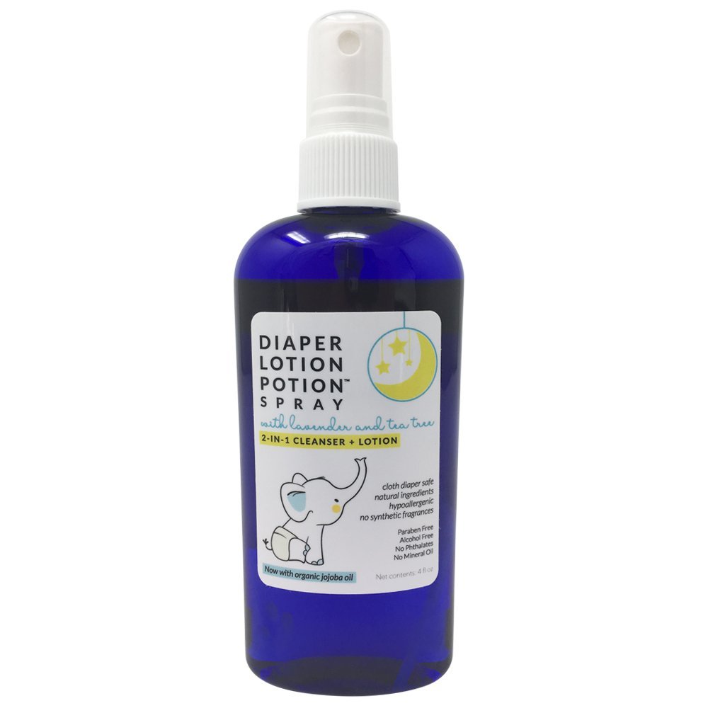 MoonDance Soaps Diaper Lotion Potion Cleansing Spray, 4 Oz Tea Tree & Lavender, Natural No-Rinse Cleanser and Moisturizer for Baby's Bottom