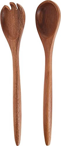 Lipper International Acacia Oblong Salad Servers, 12" Long, One Pair
