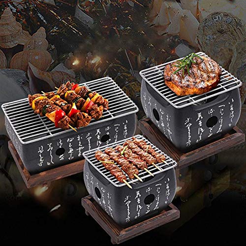 Barbecue Grill Mini Table-top Charcoal Grill Portable Japanese BBQ Grill Charcoal Stove with Wire Mesh Grill and Base Barbecue Grill Racks (Size : 15cmx15cm) ()