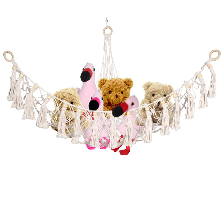 weiyuanhaoda Hanging Stuffed Animal Hammock,Stuffed Animal Net Or Hammock,Handmade Stuff Animal Organizer Storage With Boho Macrame Style,Corner Toy Net For Stuffed Animals.