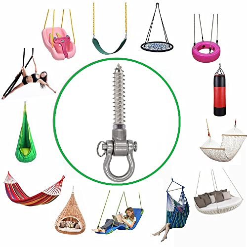 Dakzhou 2 Permanent Anti Rust Bearing Hanger Heavy Duty, 1500 LBS, 180° Swing Hardware, for Yoga Hammock Chair sandbag Playground Accessories
