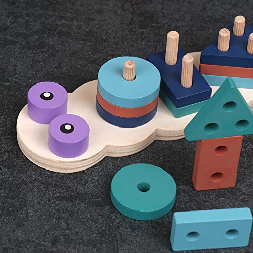 MCJL Children's Geometric Shape Toys Wooden Puzzle Toy Cubic Toy Baby Cube Shaped Cognitive Toys Birthday Present